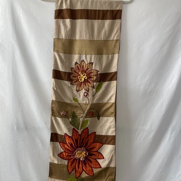 Pier 1 | Other | Pier Import Beige Brown Floral Beaded Embroidered ...